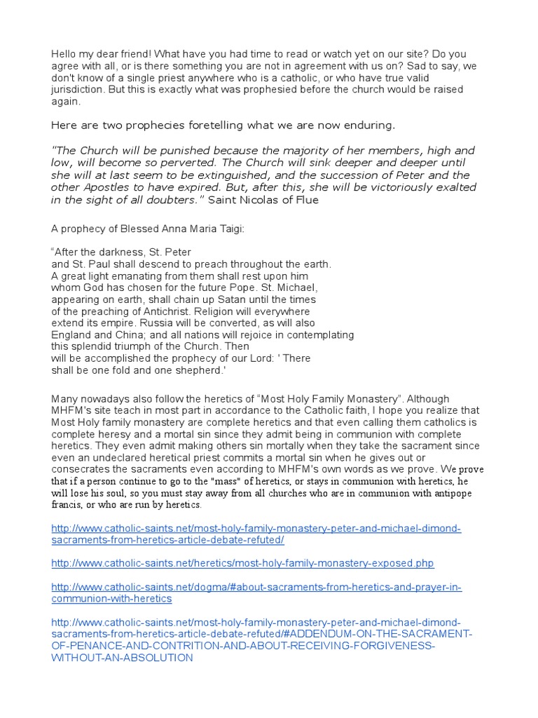 Most Holy Family Monastery Lies, Heresies, and Contradictions | PDF ...