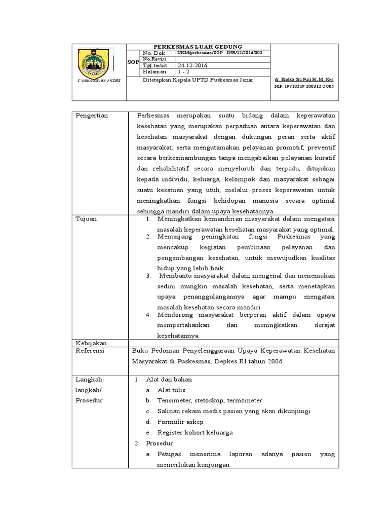 SOP Perkesmas Luar Gedung | PDF