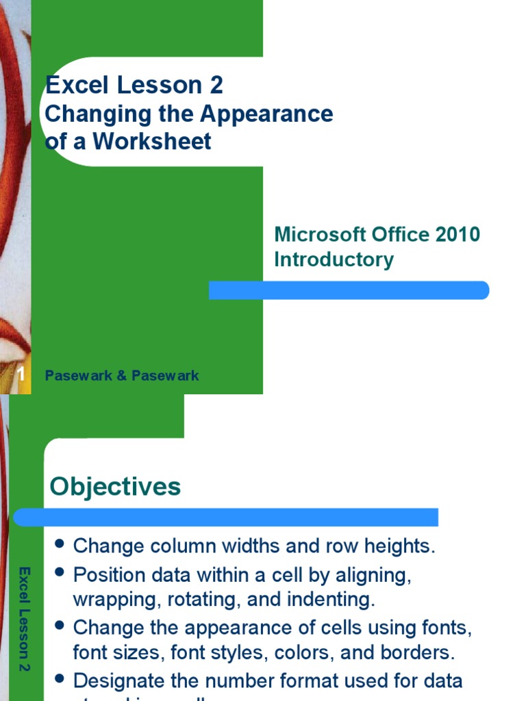 Excel Lesson 02 | PDF | Microsoft Office 2010 | Microsoft Excel