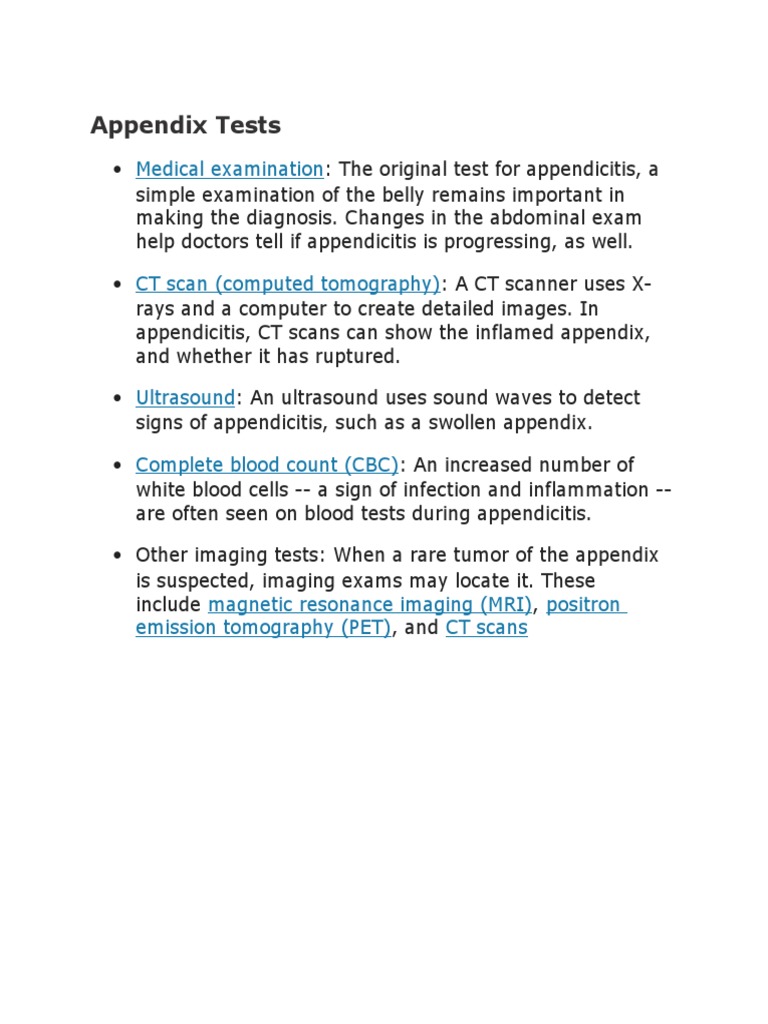 Appendix Tests: Medical Examination | PDF