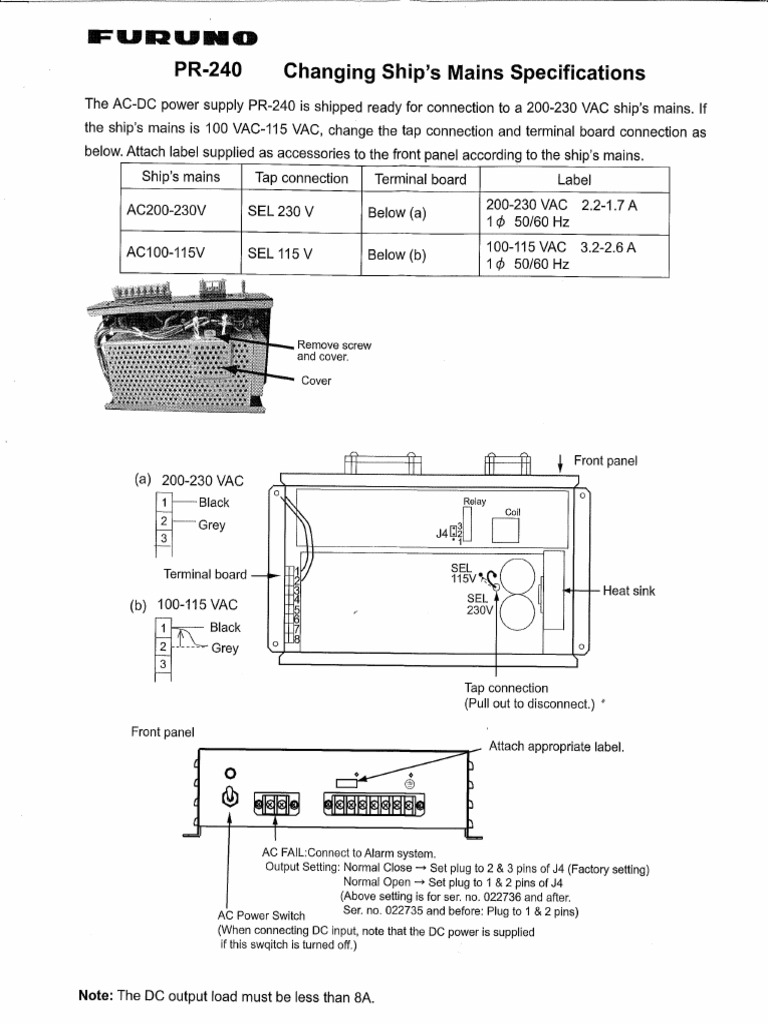 FURUNO PR-240 Voltage Change Infomation | PDF