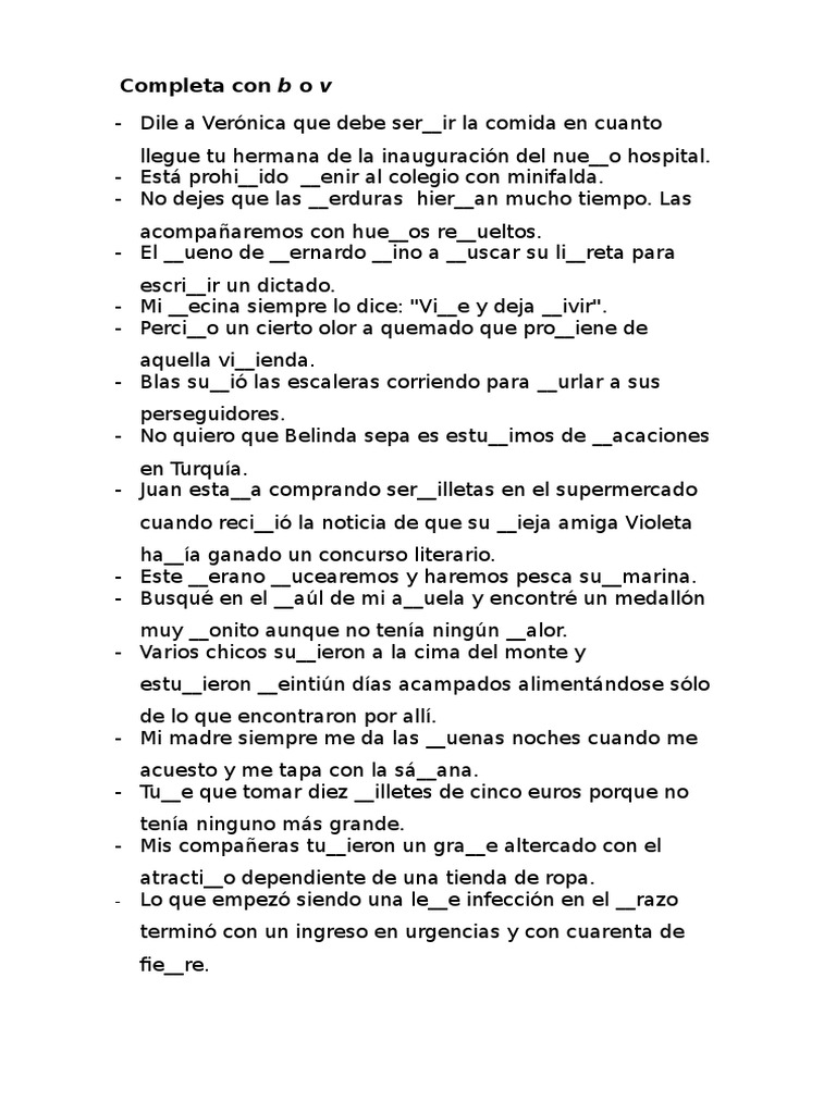 Completa Con B o V | PDF