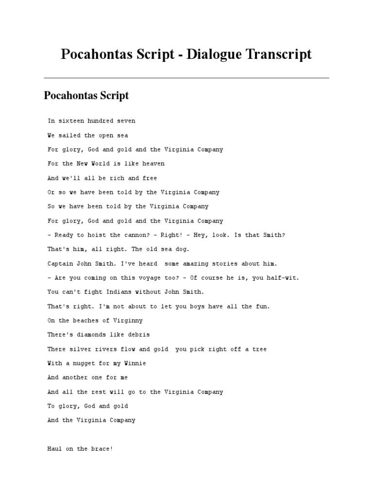 DISNEY'S Pocahontas Script | Nature