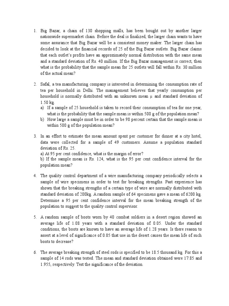 Assignment | PDF | Mean | Standard Deviation