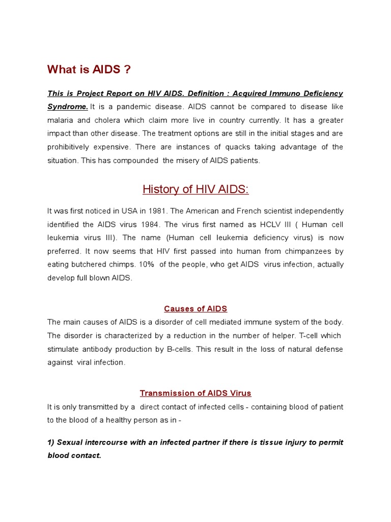 Investigatory Project Biology | Hiv/Aids | Virus