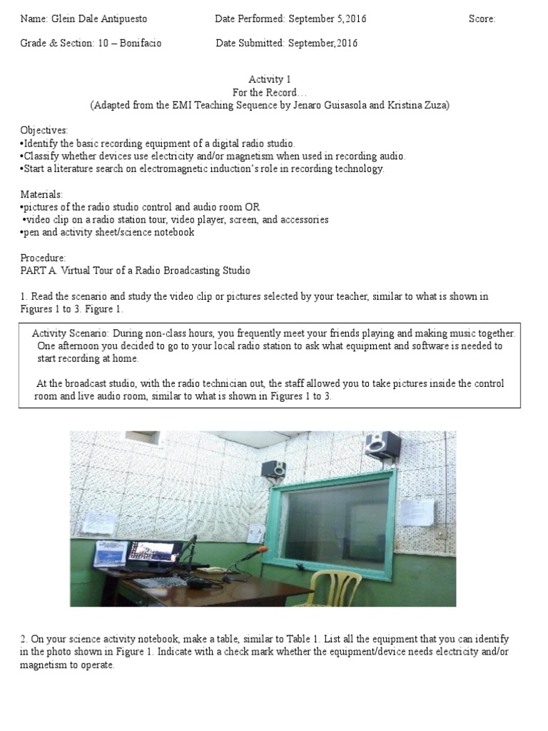 Activity 1 | PDF | Sound Recording And Reproduction | Radio