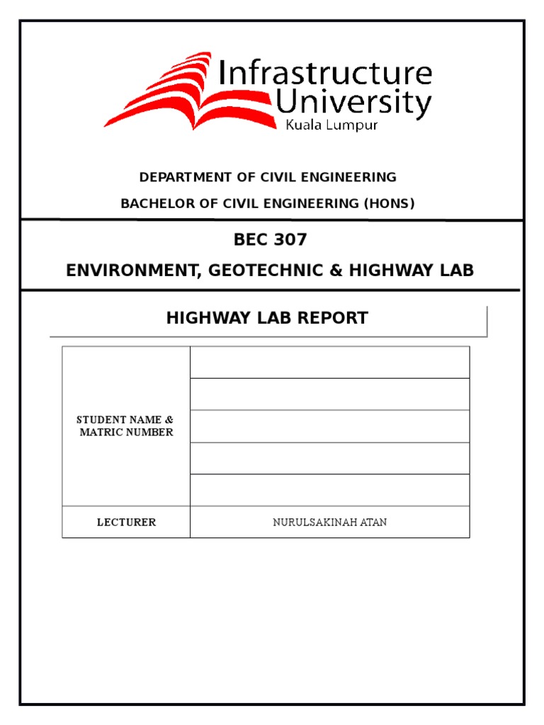 Highway Lab Report - Civil Engineering | PDF