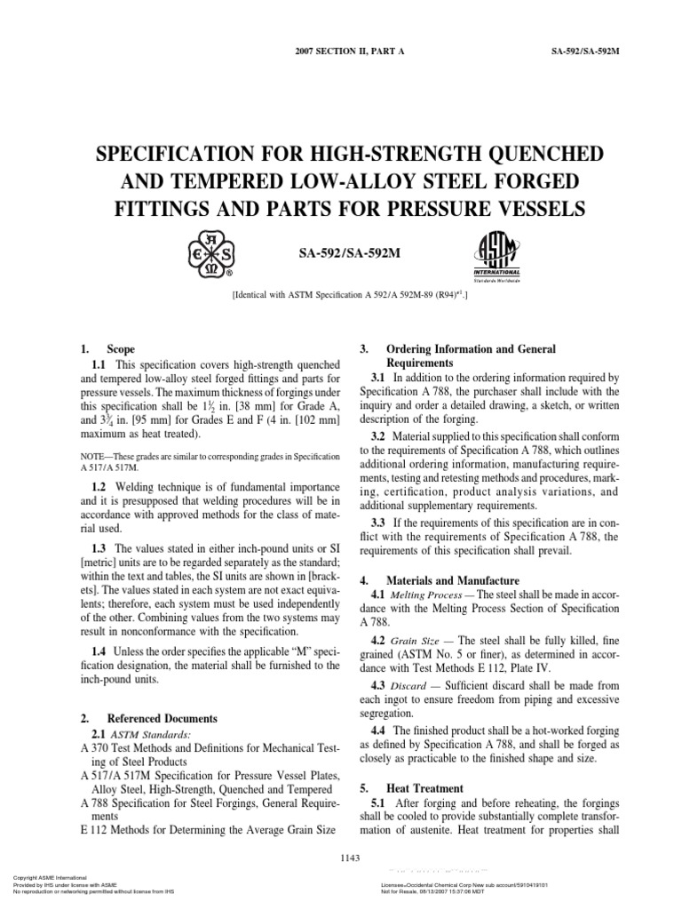 Asme Section Ii A-2 Sa-592 Sa-592m PDF | PDF | Heat Treating | Steel