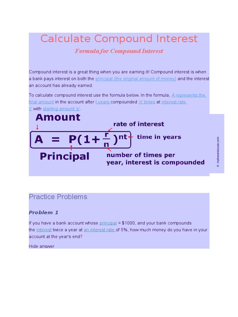 Calculate Compound Interest | PDF | Compound Interest | Interest