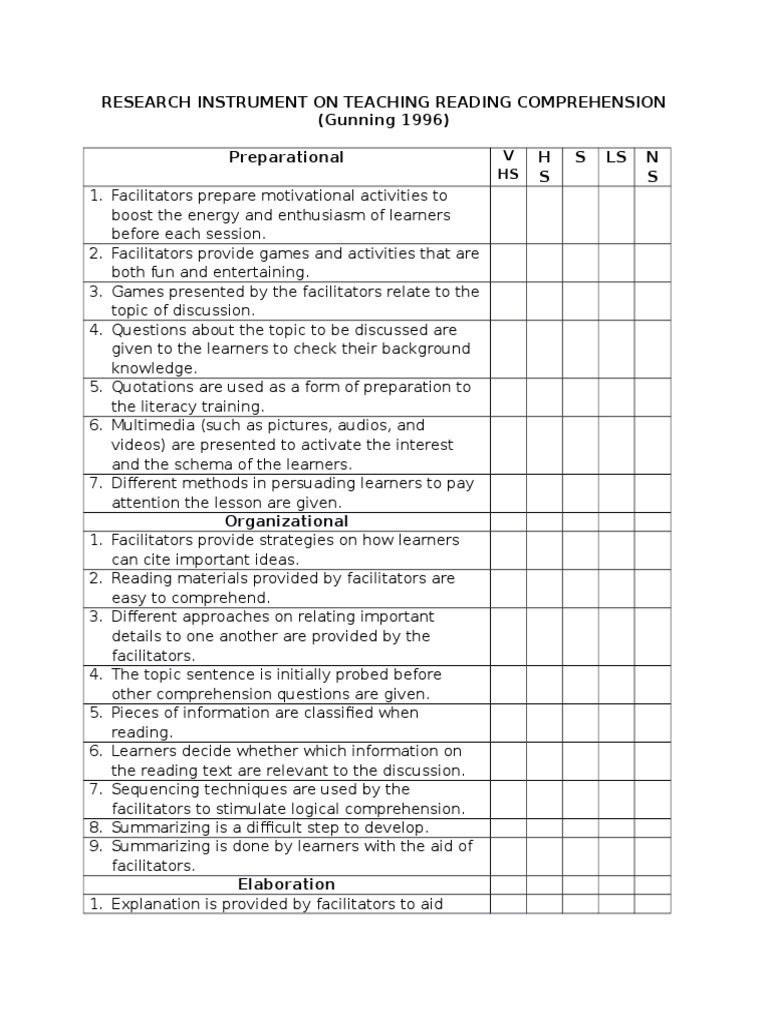 Questionnaires To Reading Comprehension | PDF