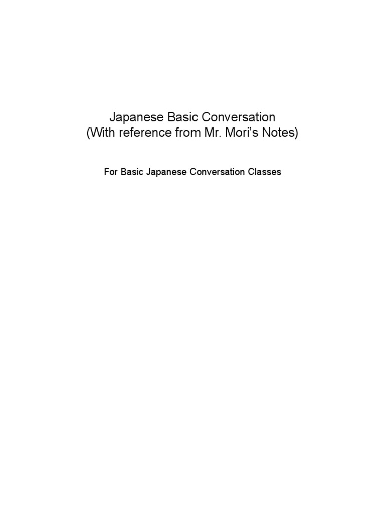 Basic Japanese Conversation 1 | PDF
