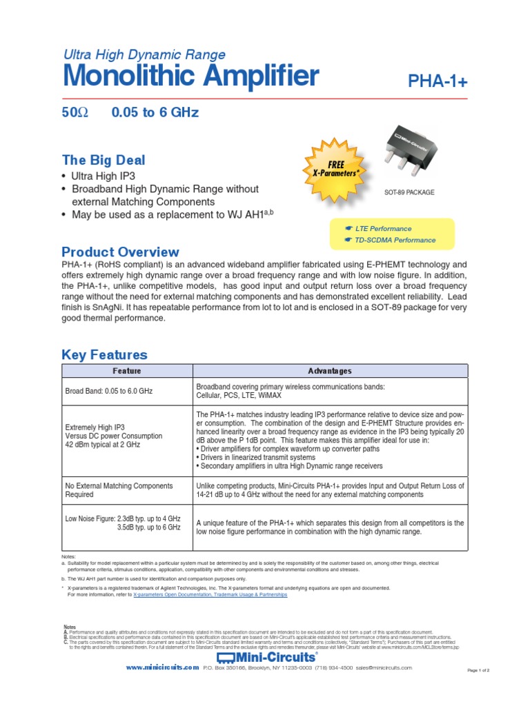 Monolithic Amplifier: 50 0.05 To 6 GHZ | PDF