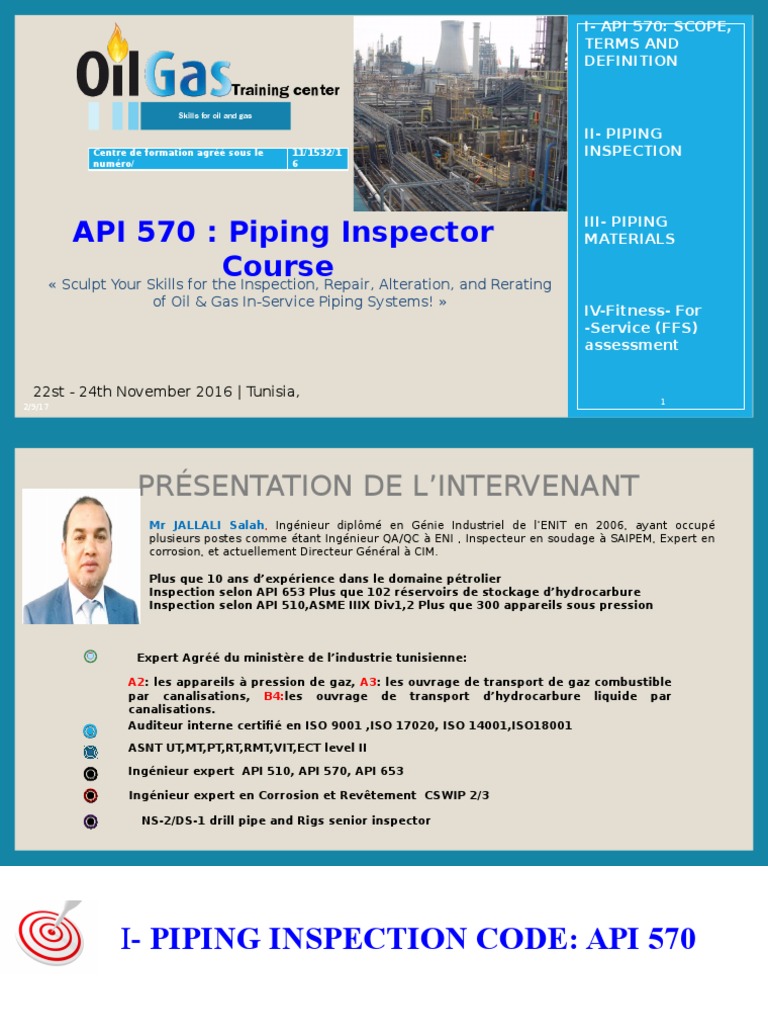 Inspection des systèmes de tuyauterie API 570 | PDF | Processus ...