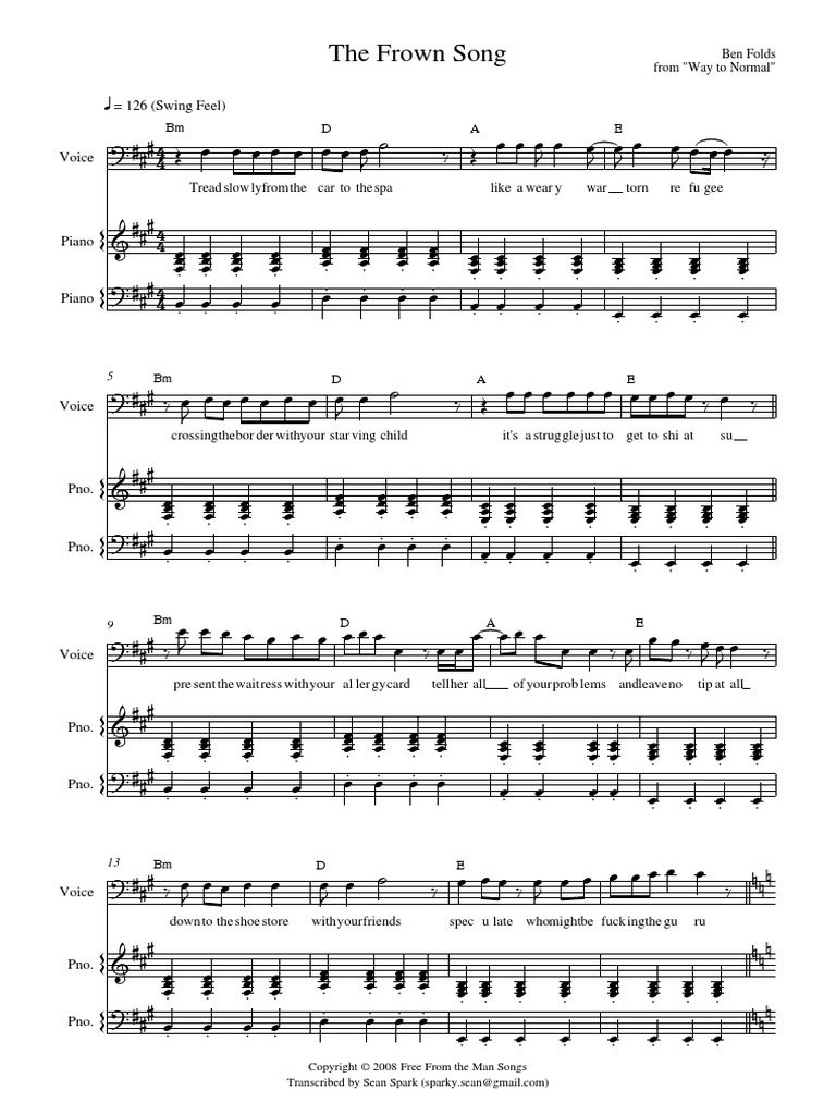 Ben Folds - The Frown Song PDF | PDF | Leisure