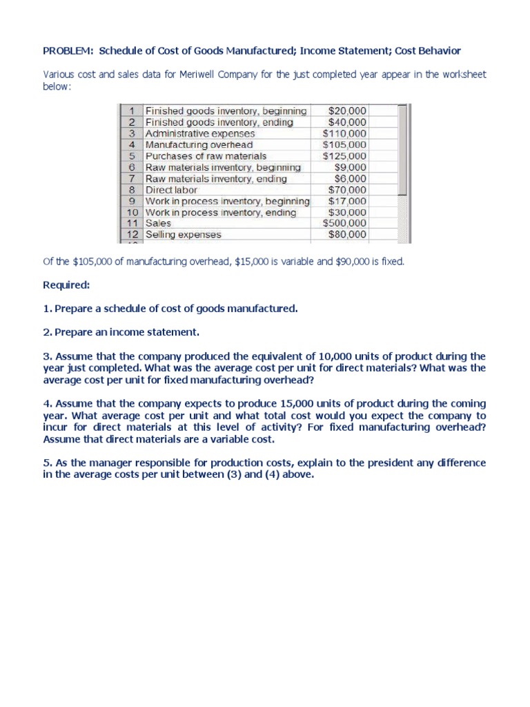 Lecture 6.1-General Cost Classifications (Problem 1) | PDF | Cost Of Goods Sold | Inventory