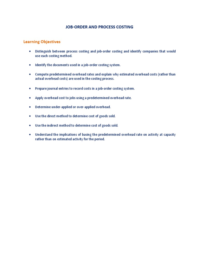 Job Order Costing Overview and Methods | PDF | Cost | Cost Of Goods Sold