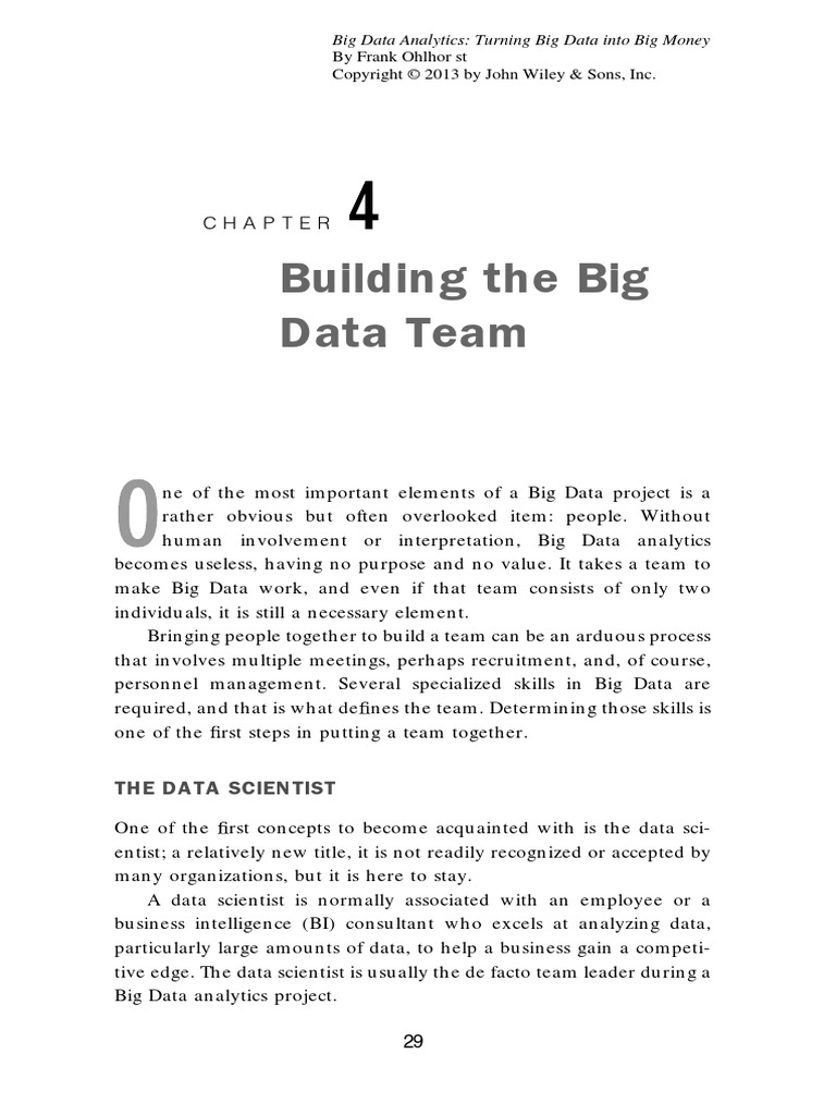 Building The Big Data Team: by Frank Ohlhor ST | PDF | Data | Analysis