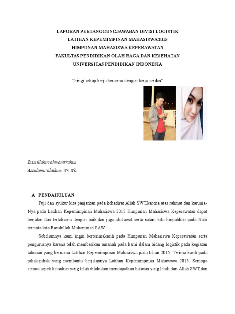 Laporan Pertanggungjawaban Divisi Logistik | PDF