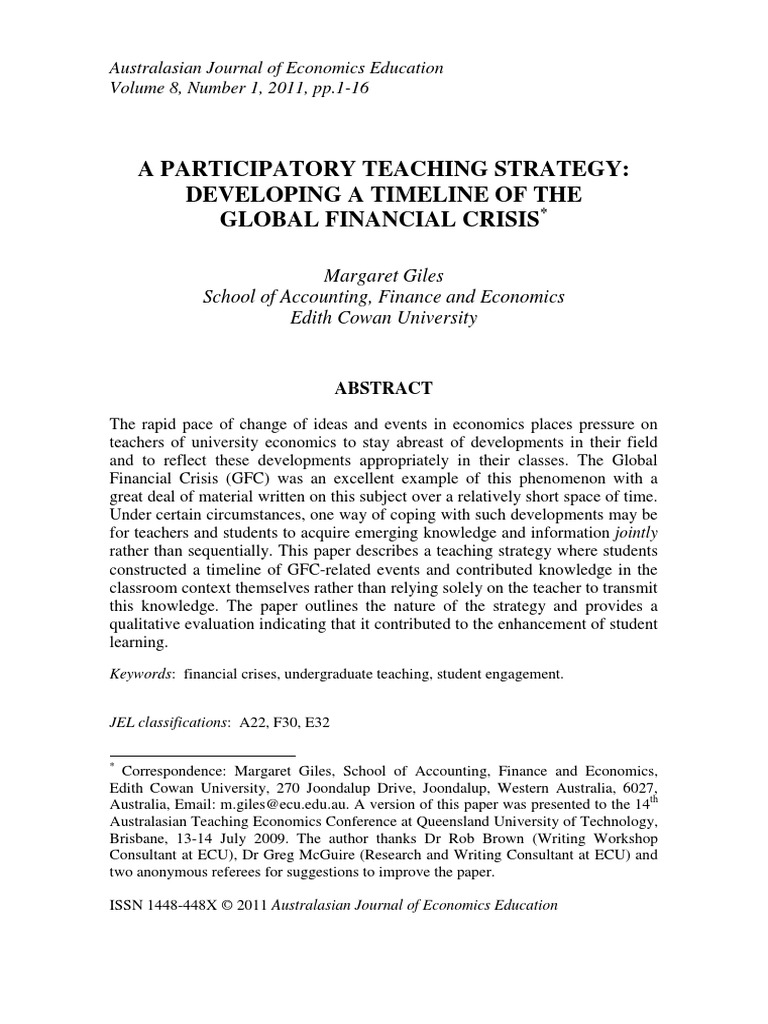 Participatory Teaching Strategy - Developing A Timeline of The Global ...