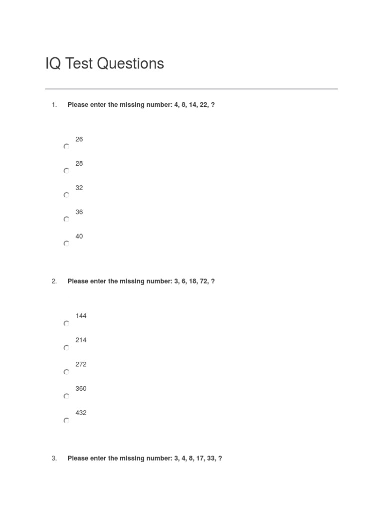 IQ Test Questions | PDF | Language Arts & Discipline | Teaching Methods ...