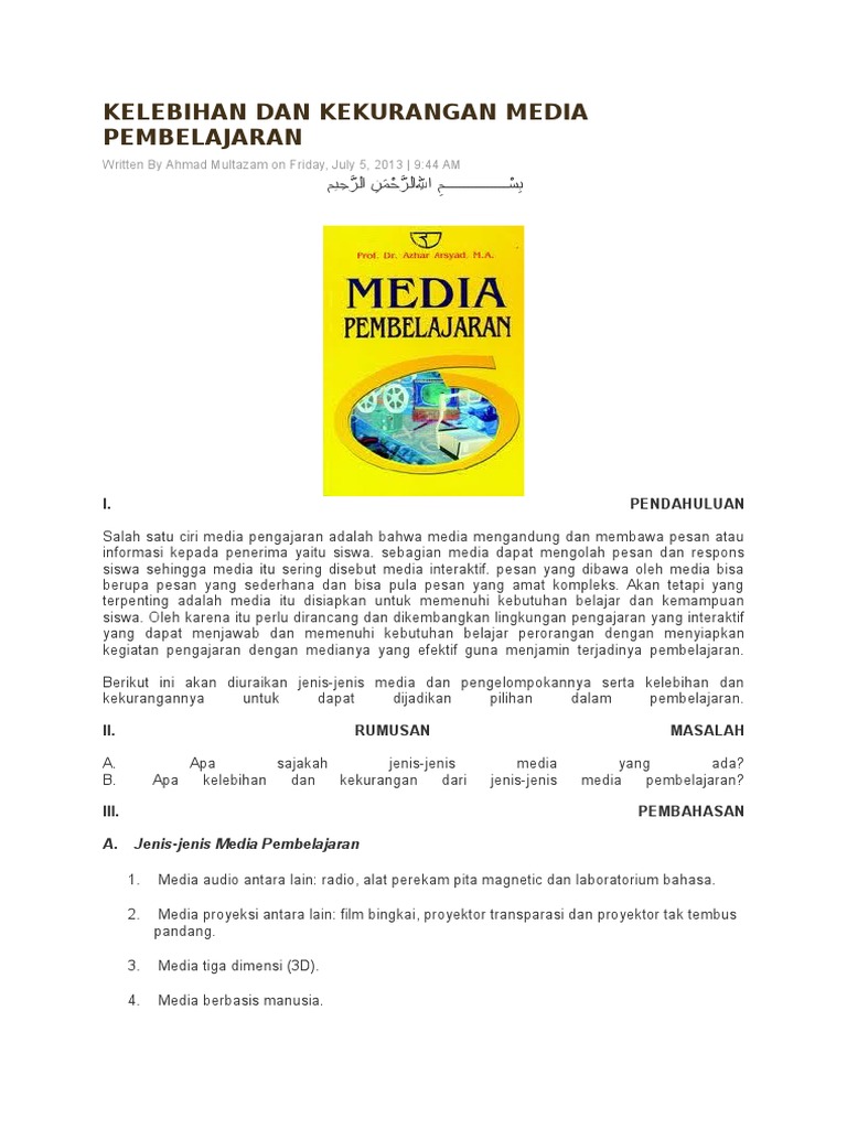KELEBIHAN DAN KEKURANGAN MEDIA PEMBELAJARAN | PDF