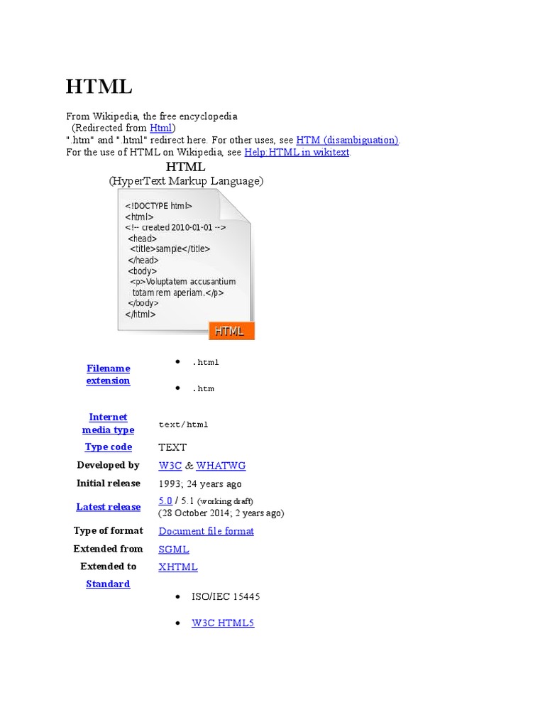 Hypertext Markup Language | PDF | Html | Html Element
