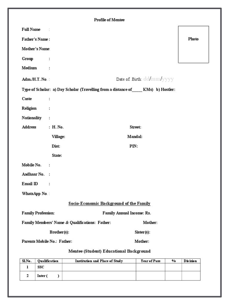 DD MM Yyyy: Socio-Economic Background of The Family | PDF