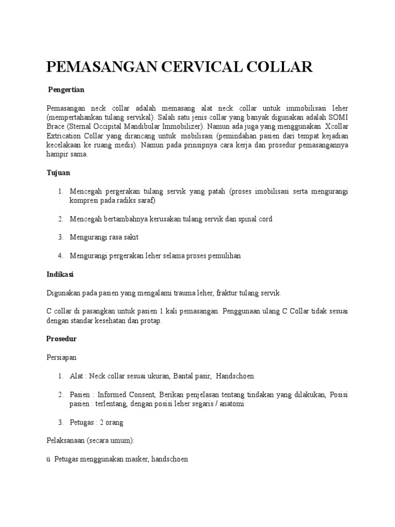 Pemasangan Cervical Collar | PDF