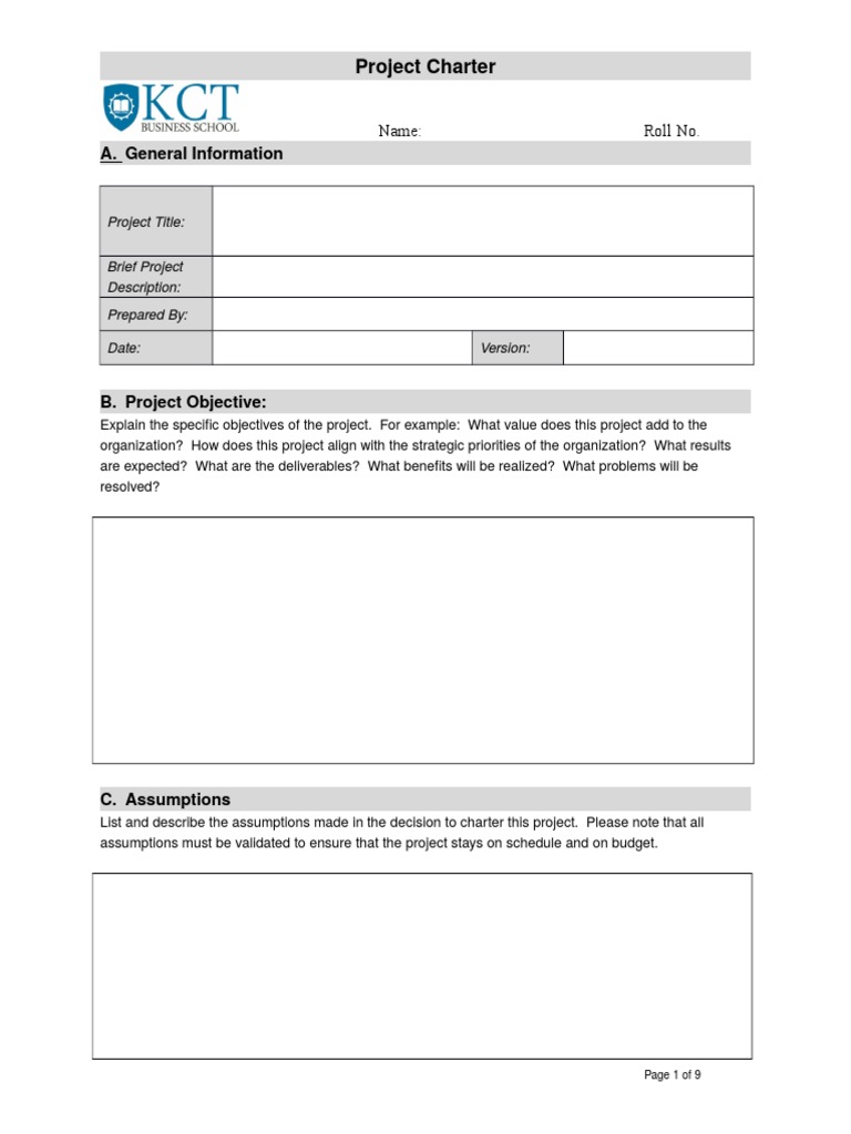 Project Charter Template | PDF | Project Management | Production And ...