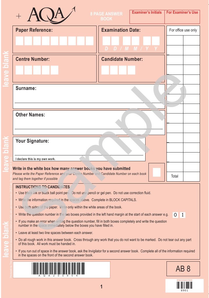 Aqa - Applied Bs - Exam Answer Booklet