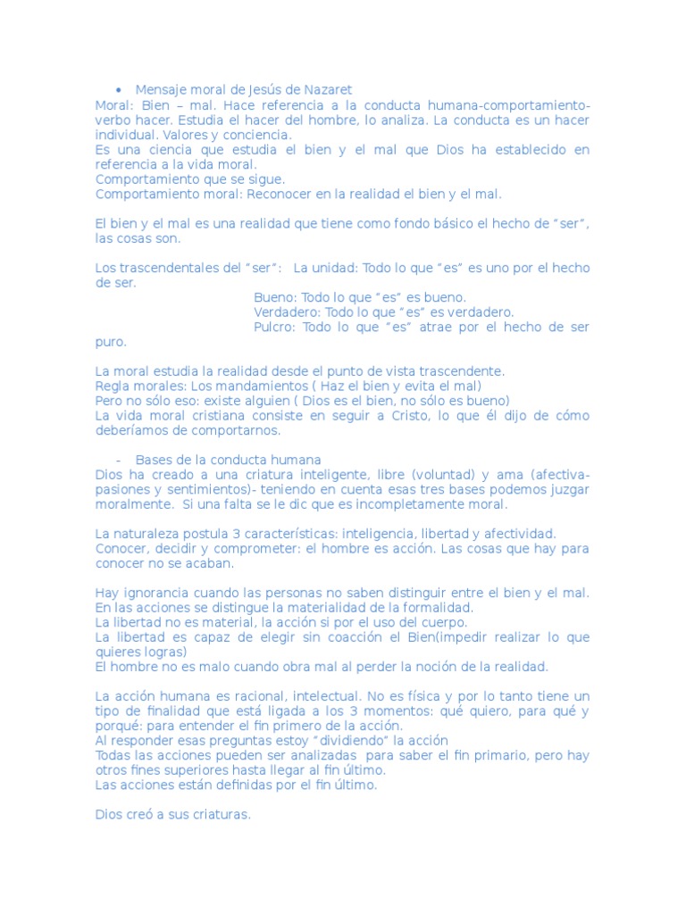 Mensaje Moral de Jesús de Nazaret | PDF | Moralidad | Ley estatutaria