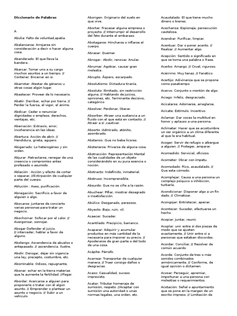 Diccionario de Palabras Más Usadas en Los Examen de Admisión | Ciencia ...