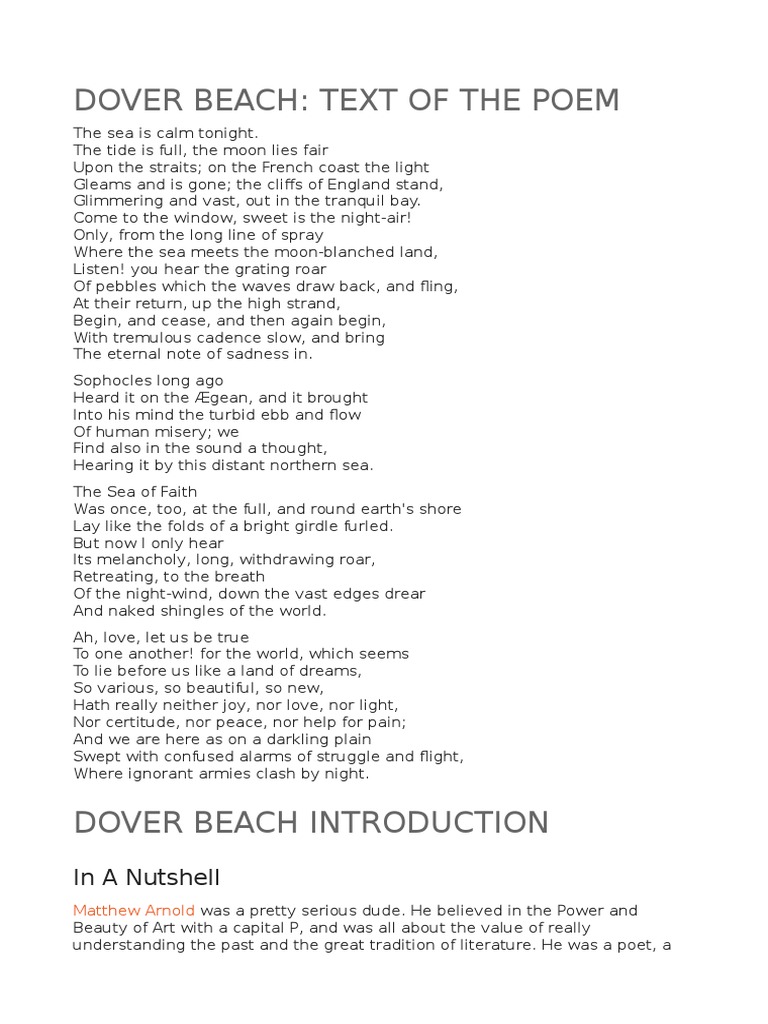 Dover Beach | PDF | Metre (Poetry) | Poetic Form