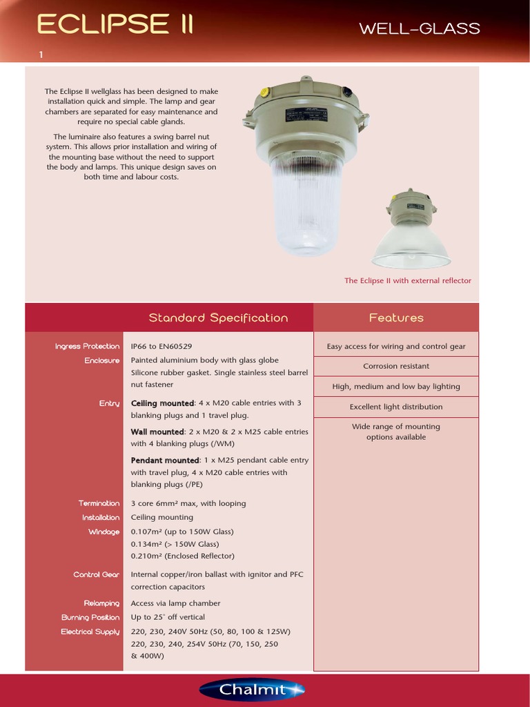 Wellglass Chalmit Eclipse II Wellglass Datasheet | PDF | Electrical Connector | Electrical Wiring