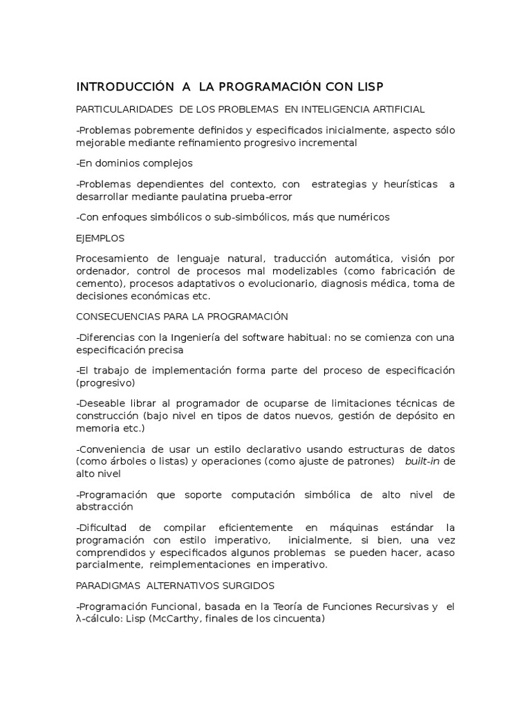Presentación LISP | PDF | Programacion Funcional | Programación de computadoras