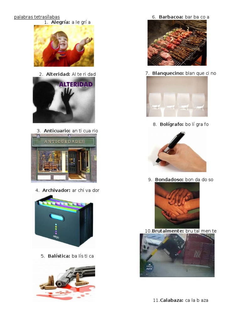 Palabras Tetrasílabas | PDF