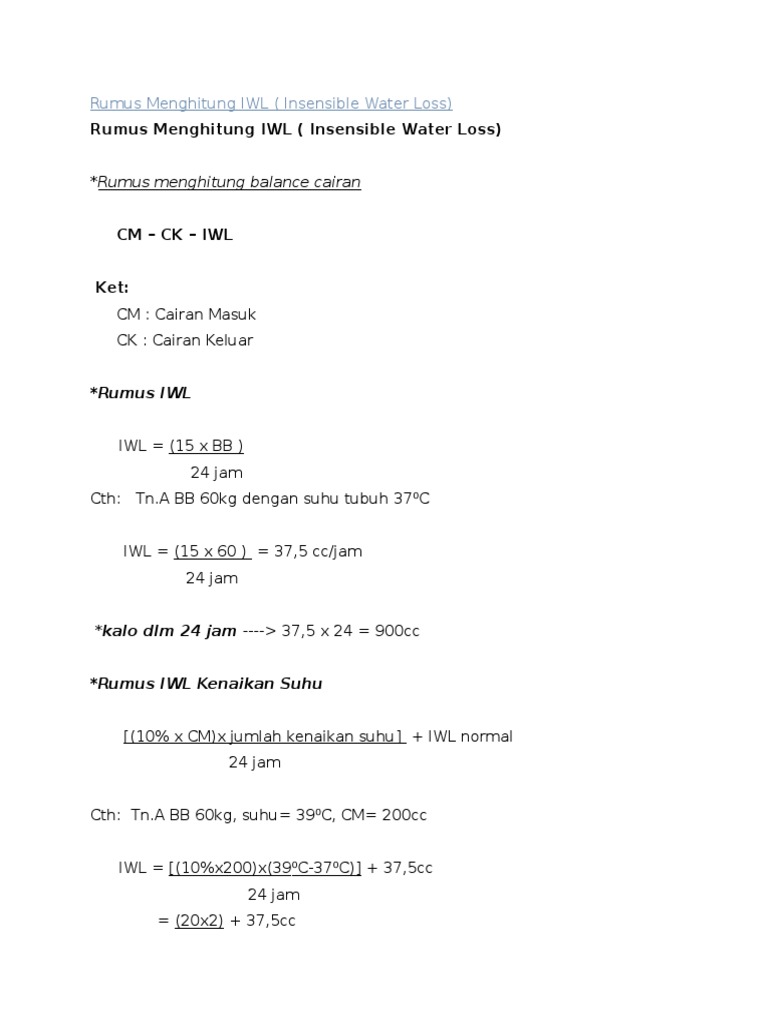 Rumus Menghitung IWL | PDF