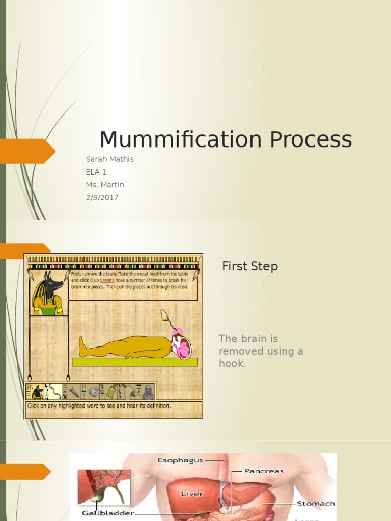 Mummification Process: Sarah Mathis Ela 1 Ms. Martin 2/9/2017 | PDF