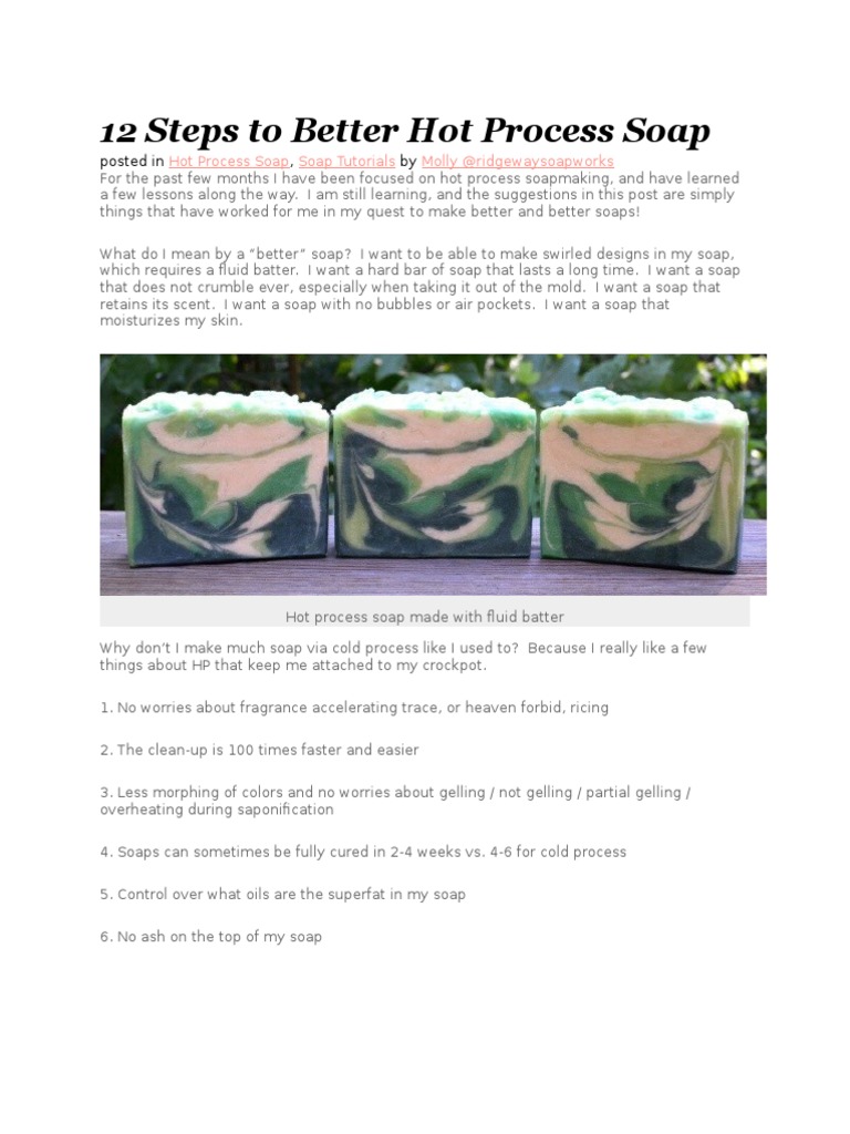 Tips for Better Hot Process Soap | PDF | Soap | Foods