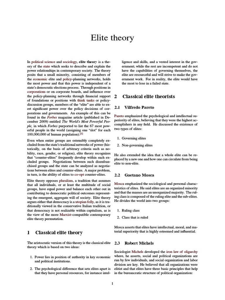 Elite Theory | Political Science | Political Theories | Free 30-day ...