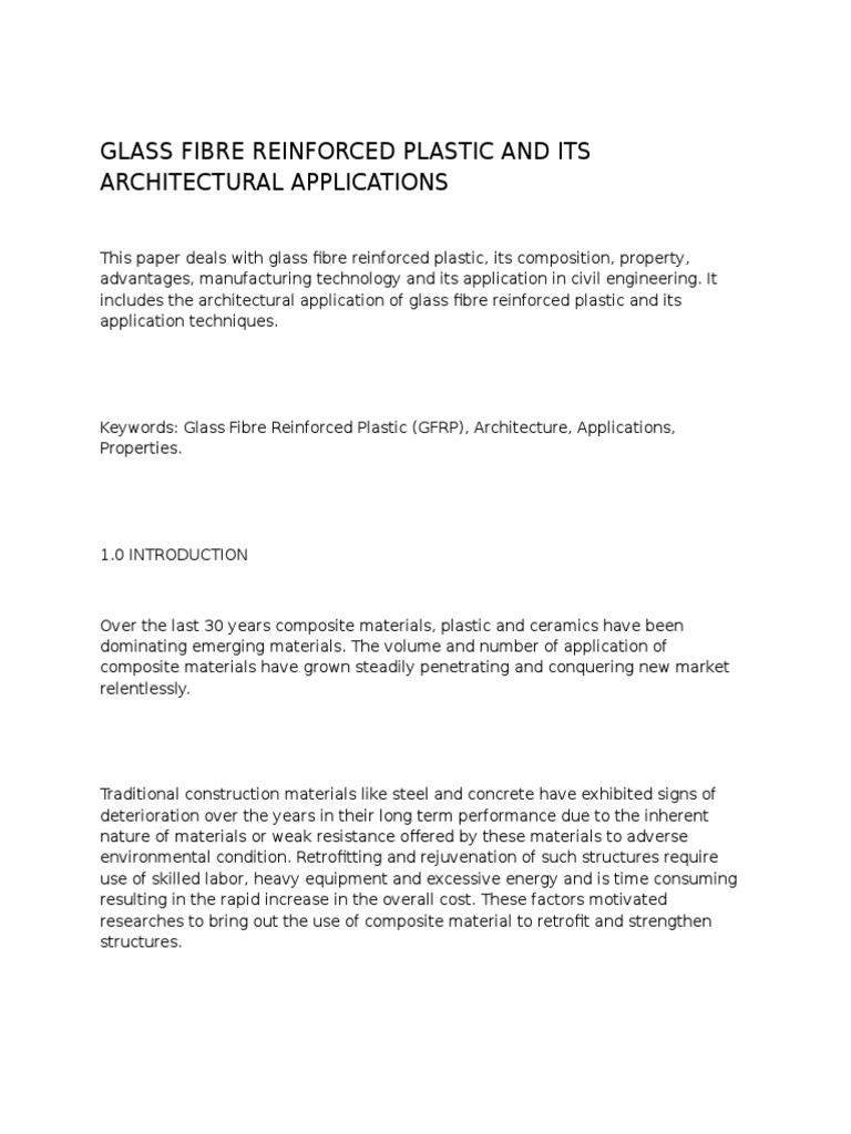 Glass Fibre Reinforced Plastic and Its Architectural Applications | PDF ...