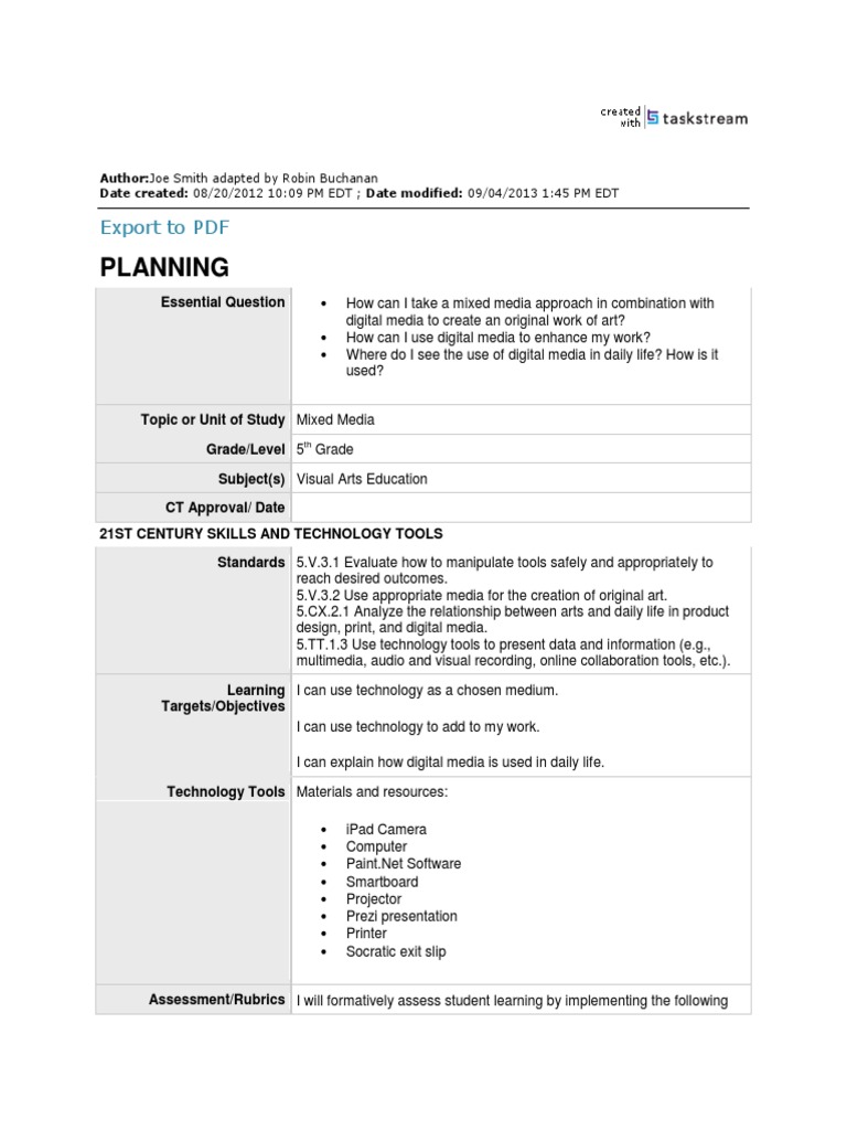 Digital Media Lesson Plan | Download Free PDF | Lesson Plan | Communication