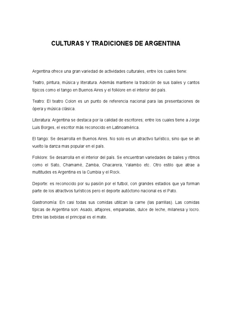 Culturas y Tradiciones de Argentina | PDF