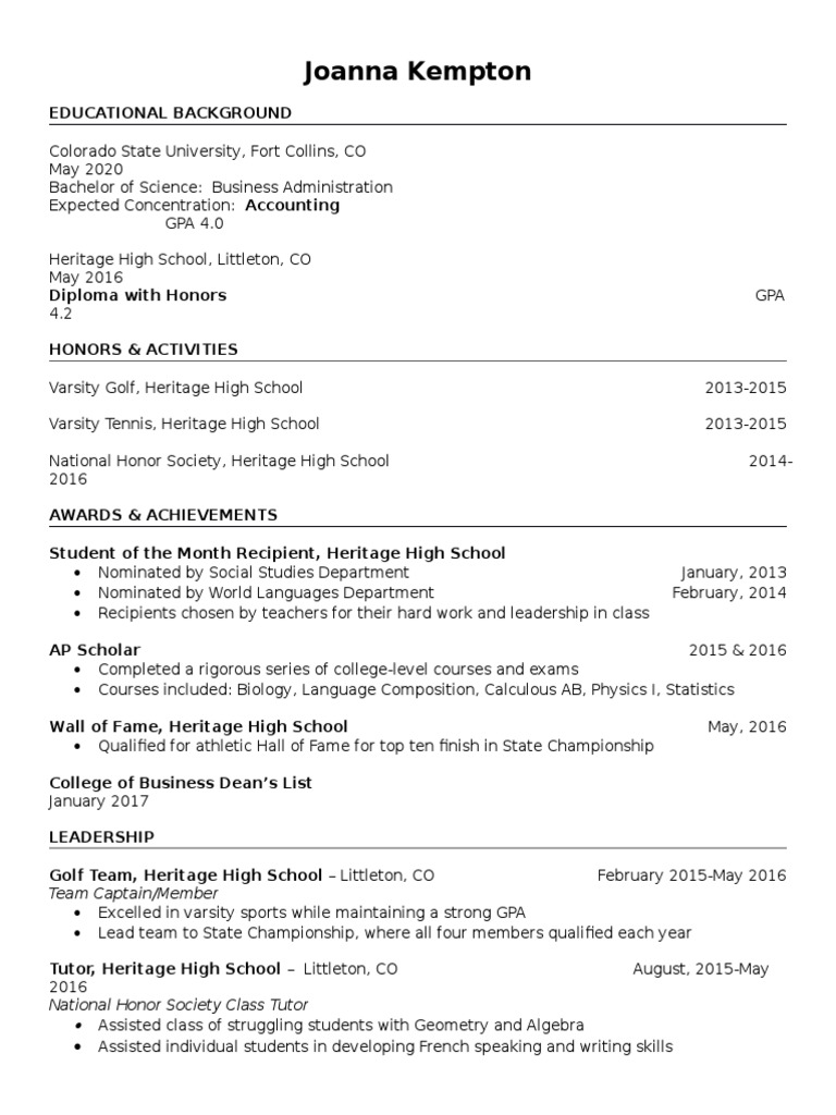 Temporary Resume For Cis 200 | PDF