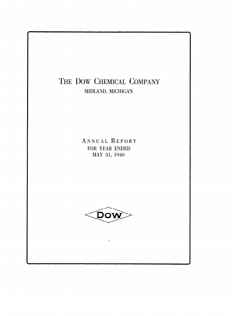 Dow Chemical Company Annual Report - 1940 | PDF | Dividend | Retained ...