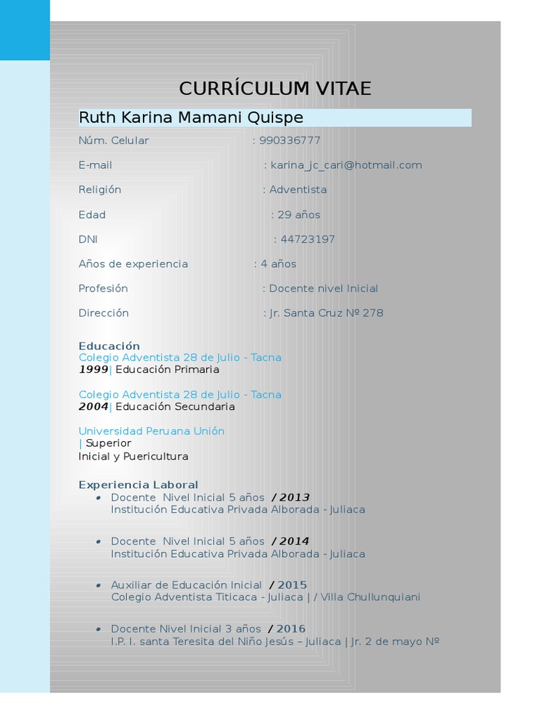 Curriculum Vitae Karina | PDF
