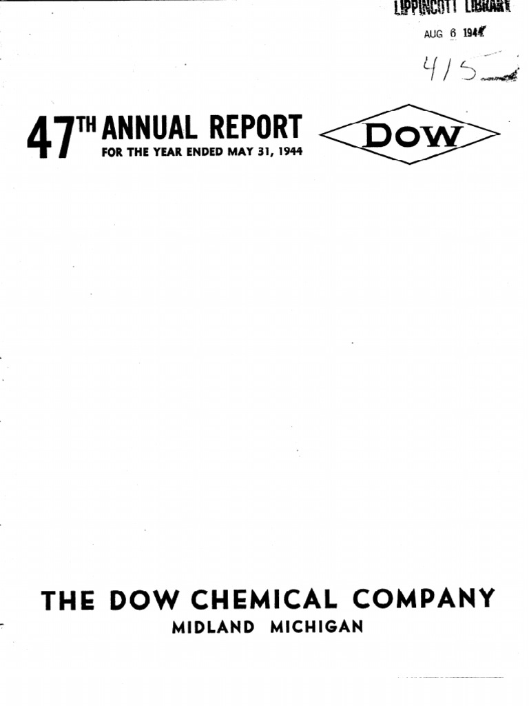 Dow Chemical Company Annual Report - 1944 | PDF | Dow Chemical Company ...