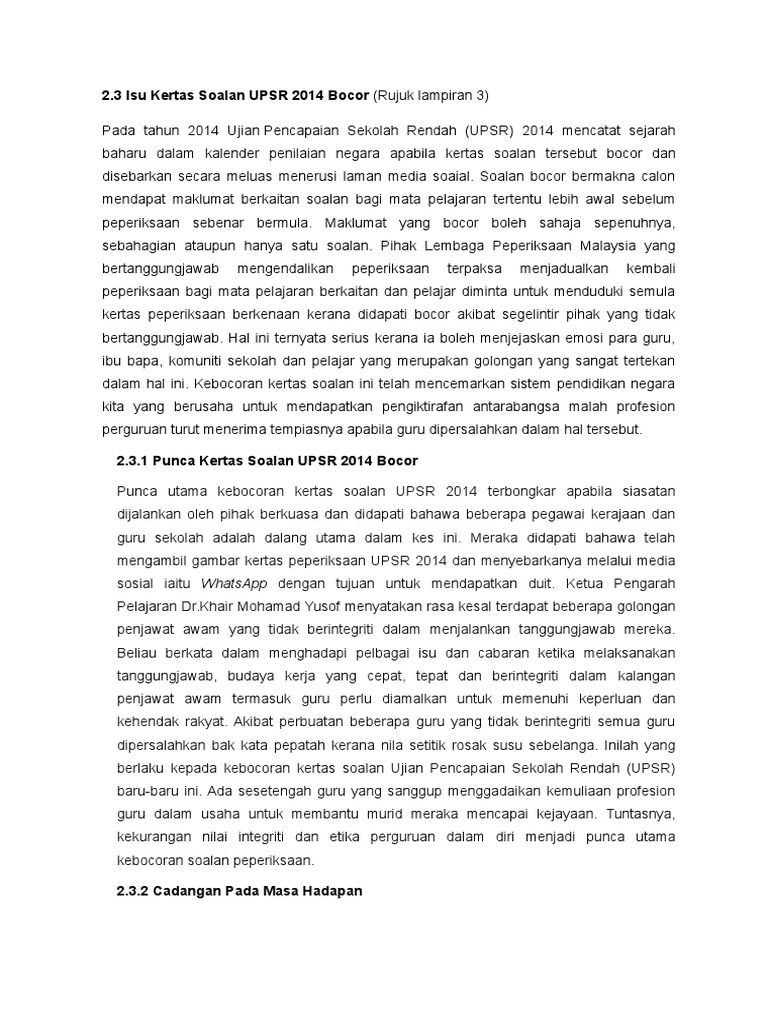 Isu Soalan Bocor | PDF