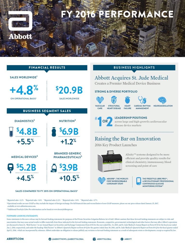 Abbott 4Q16 Infographic | PDF | Abbott Laboratories | Form 10 K