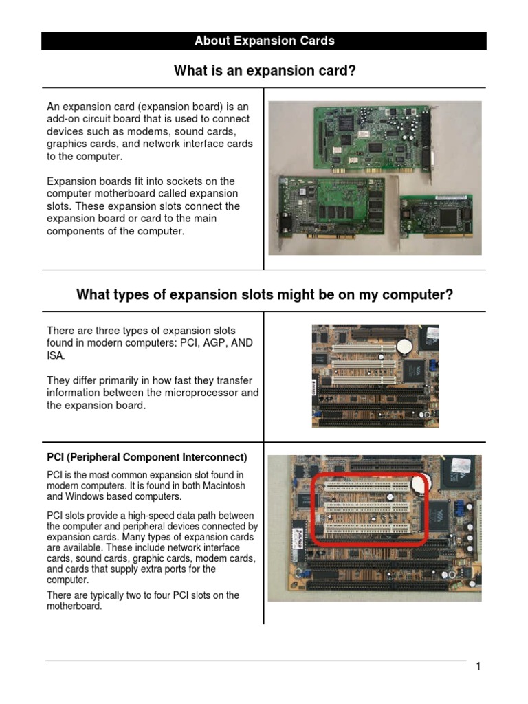 About Expansion Cards | PDF | Network Interface Controller | Computer Data